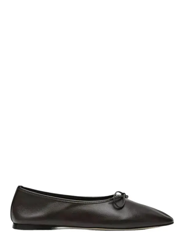 Dear Frances Gala Bow-detail Leather Ballet Flats - Brown