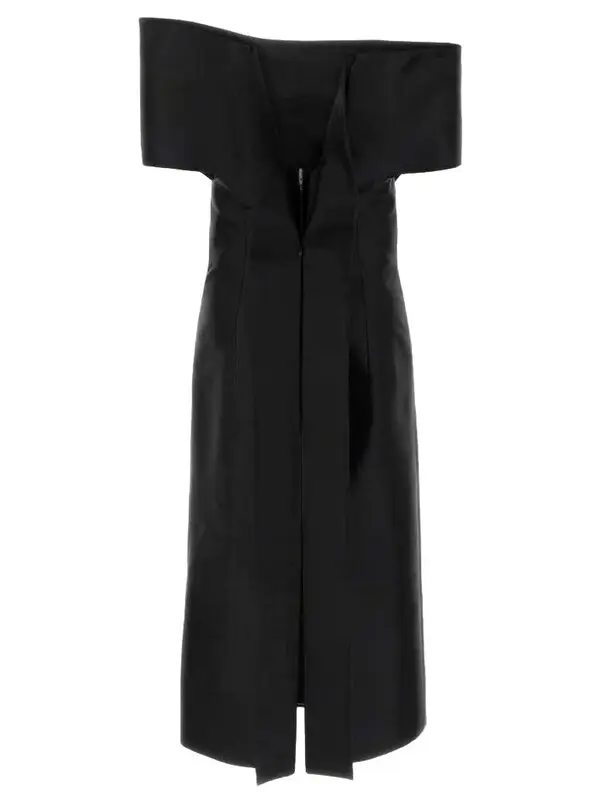 JIL SANDER Off-shoulder Midi Dress - Black