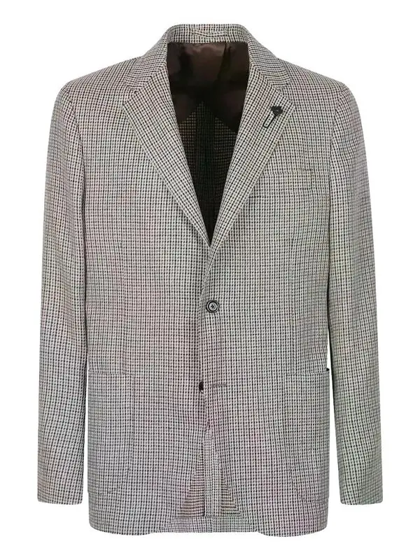LARDINI Houndstooth-pattern Wool Blazer - Brown