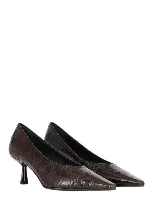 NOTABENE Emmy Low Crocodile-embossed Heeled Pumps - Brown