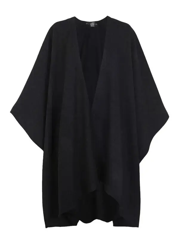 CORTANA Melange Wool Poncho Coat - Black
