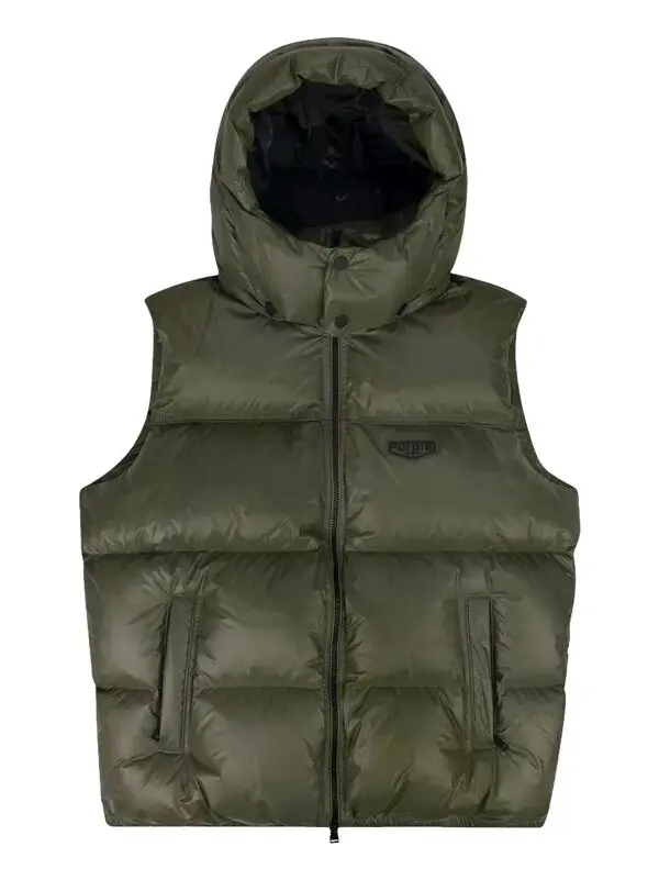PURPLE BRAND Quilted Hooded Gilet - Green