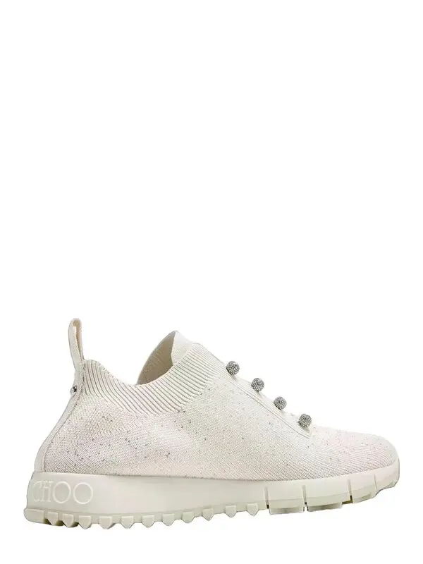 JIMMY CHOO Crystal-embellished Knitted Sneakers - Neutrals