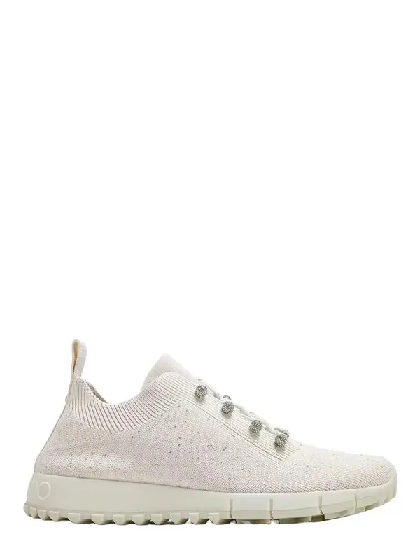 JIMMY CHOO Crystal-embellished Knitted Sneakers - Neutrals