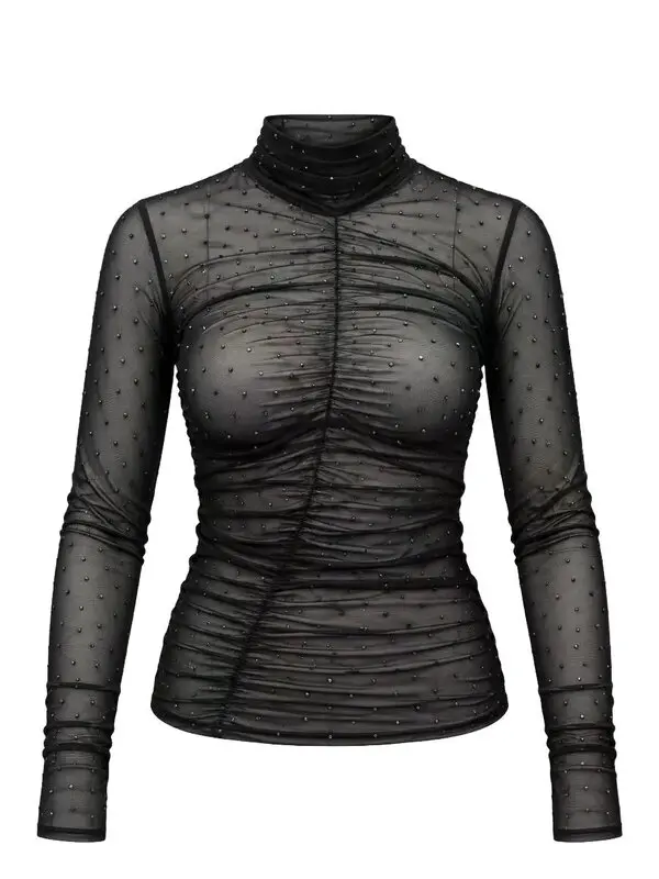 Liu Jo Stud-embellished Ruched T-shirt - Black
