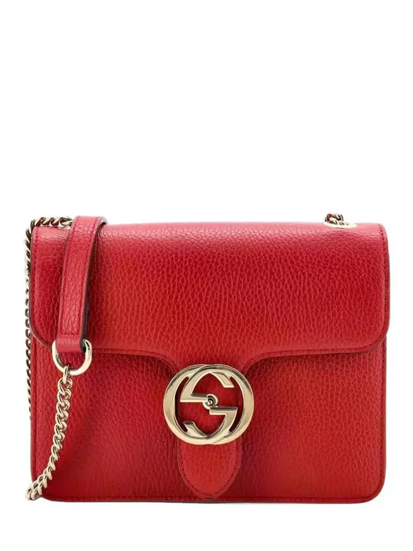 Gucci Interlocking Leather Small Shoulder Bag - Red