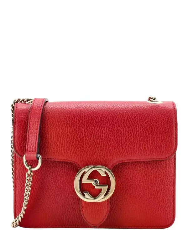 Gucci Interlocking Leather Small Shoulder Bag - Red