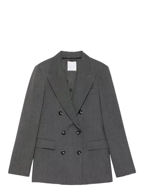 CENERE GB Double-breasted Peak-lapel Blazer - Grey