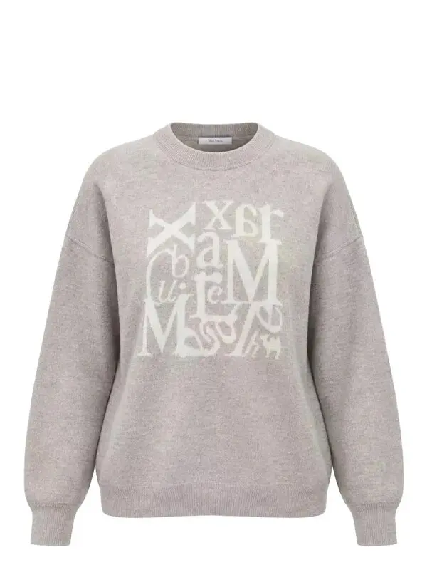 Max Mara Logo-intarsia Crew-neck Sweater - Neutrals