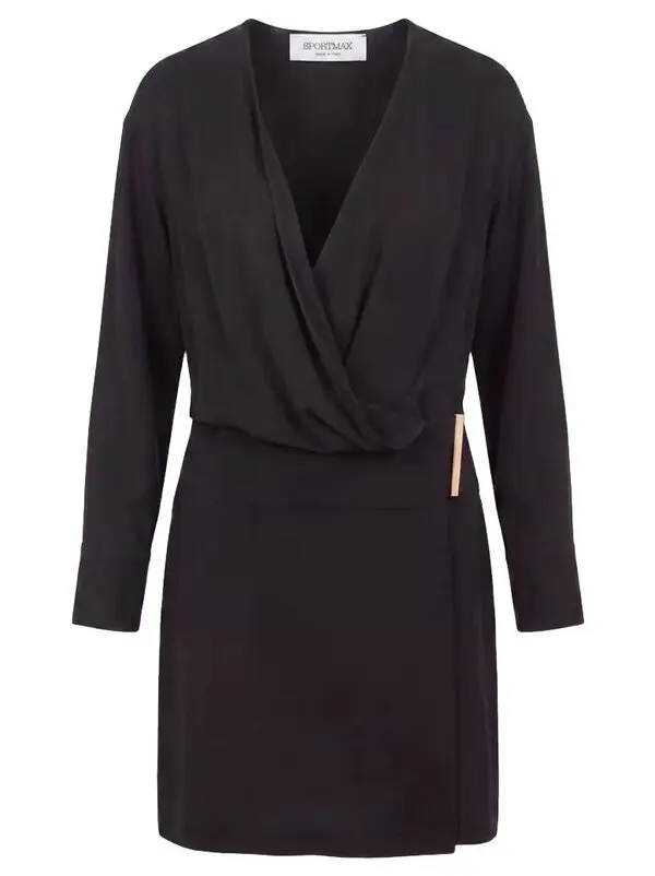 Sportmax Etere Wrap-style Long-sleeve Mini Dress - Black