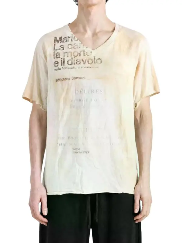 SAITOS War O Lies Distressed T-shirt - Neutrals