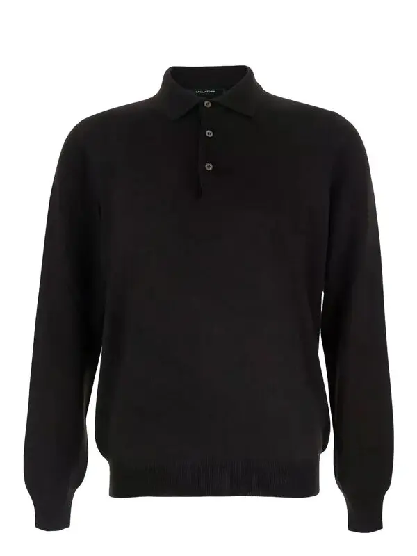 Tagliatore Polo-collar Long-sleeve Polo Shirt - Brown