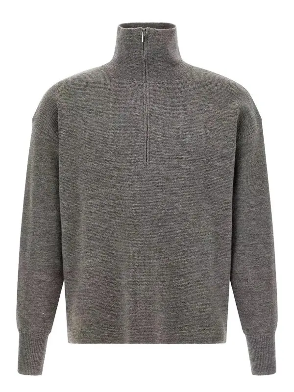 MA'RY'YA Half-zip Dropped-shoulder Sweater - Grey