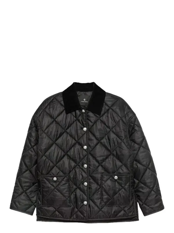 ANINE BING Luca Quilted Corduroy-collar Jacket - Black