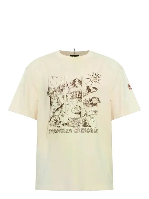 Moncler Mountain Landscape Graphic-print T-shirt - Neutrals