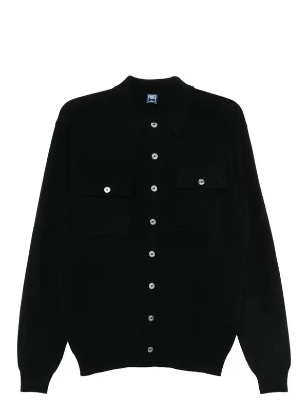Fedeli Button-up Chest-pocket Cardigan - Black