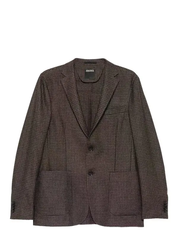 Zegna Houndstooth-pattern Single-breasted Blazer - Brown