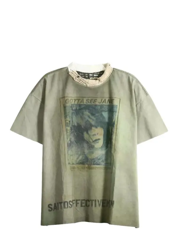 SAITOS See Jane Distressed T-shirt - Green