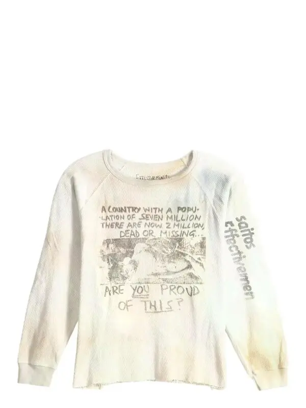SAITOS Are You Proud? Waffle-knit Long-sleeve T-shirt - Neutrals