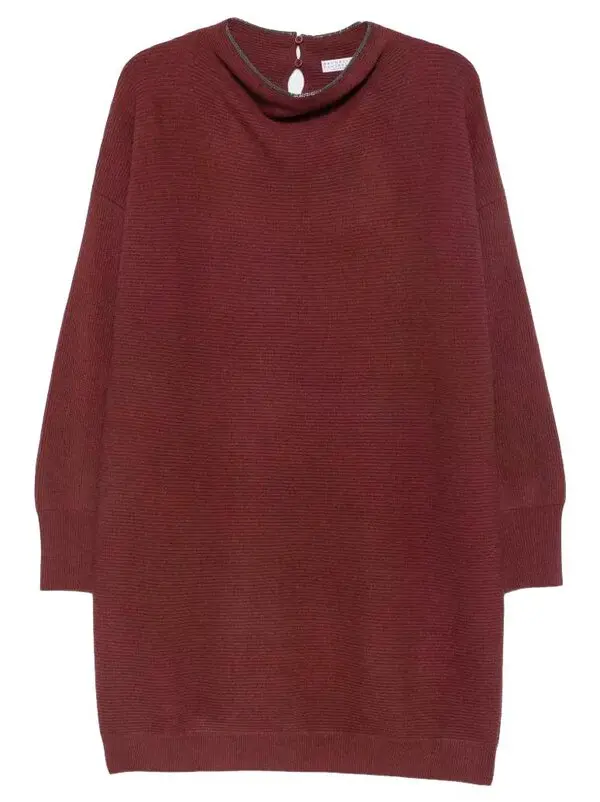 Brunello Cucinelli Ribbed-knit Keyhole-detail Dress - Red