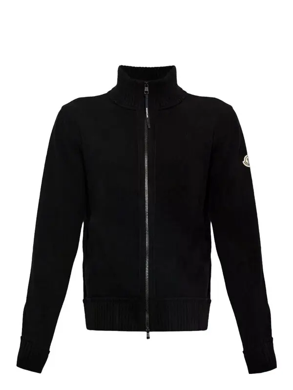 Moncler Logo-patch Zip-up Cardigan - Black