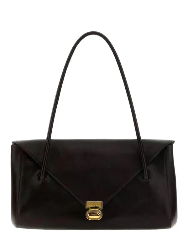 Marni Envelope Leather Tote Bag - Brown