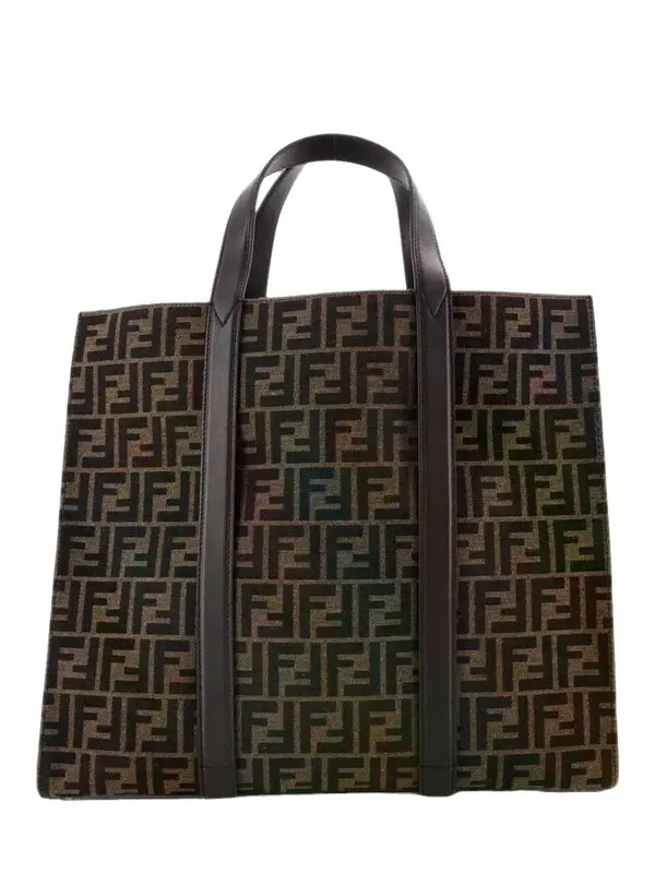 Fendi Convertible Open Zucca Jacquard Fabric And Leather Large Tote Bag - Brown