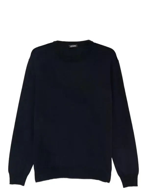 CENERE GB Ribbed-trim Crew-neck Sweater - Blue