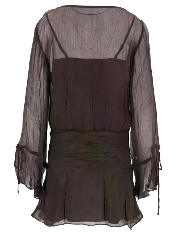 Staud Beatrix Ruched-waist Dress - Brown