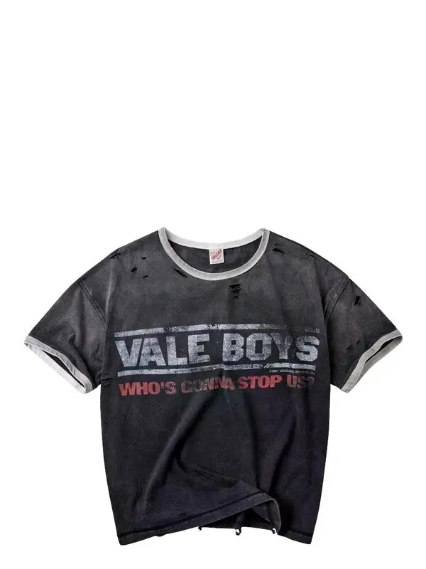 VALE FOREVER Distressed T-shirt - Black