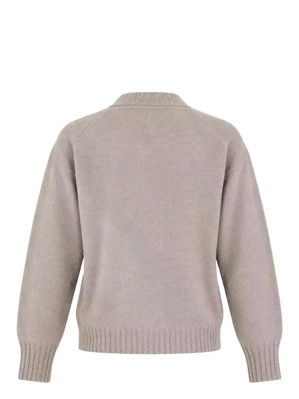 SOLOTRE V-neck Raglan-sleeve Cardigan - Neutrals