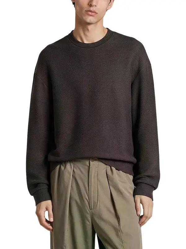 Giorgio Armani Ribbed-knit Crew-neck Sweatshirt - Brown