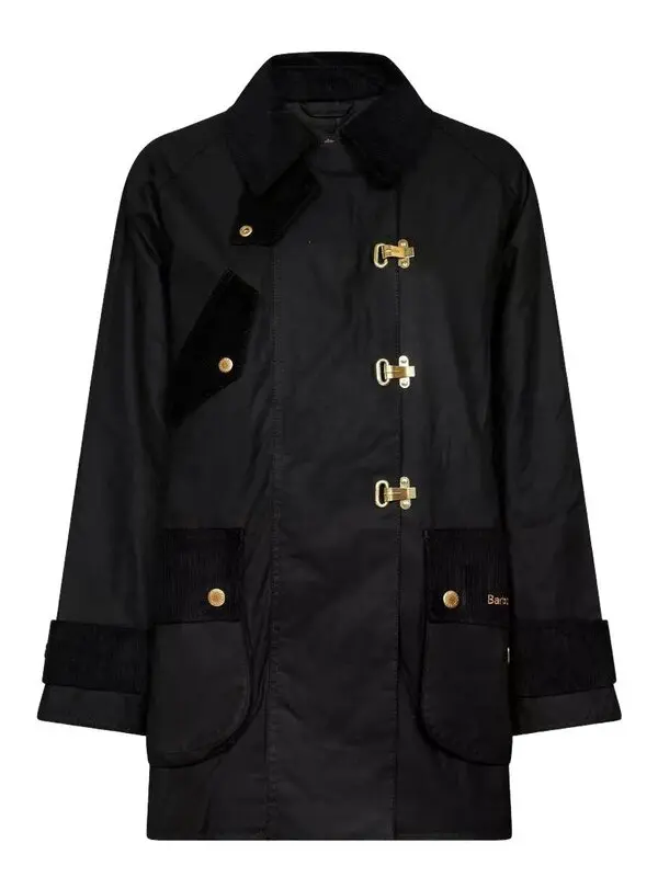 Barbour Double-breasted Corduroy-trim Coat - Black