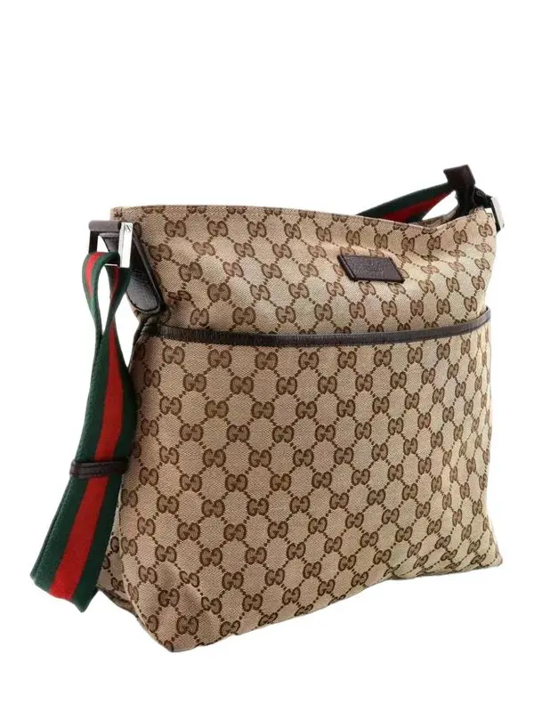 Gucci Front Pocket Web Messenger Gg Canvas Medium Crossbody Bag - Brown