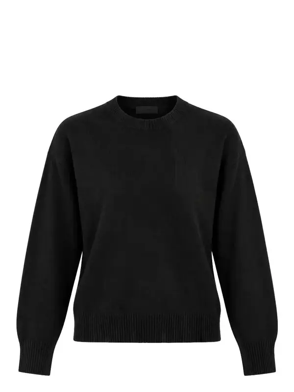 SOLOTRE Ribbed-trim Drop-shoulder Sweater - Black
