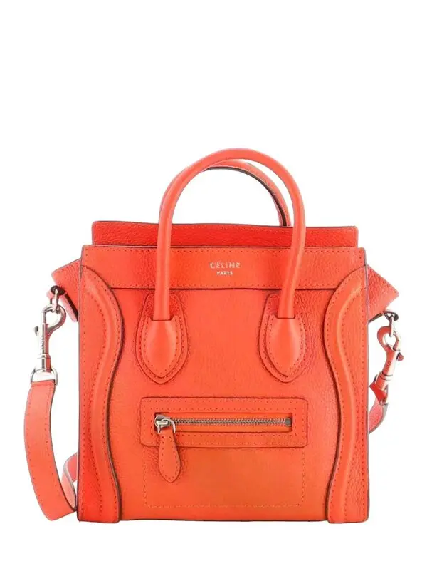 Celine Luggage Bag Grainy Leather Nano Crossbody Bag - Red