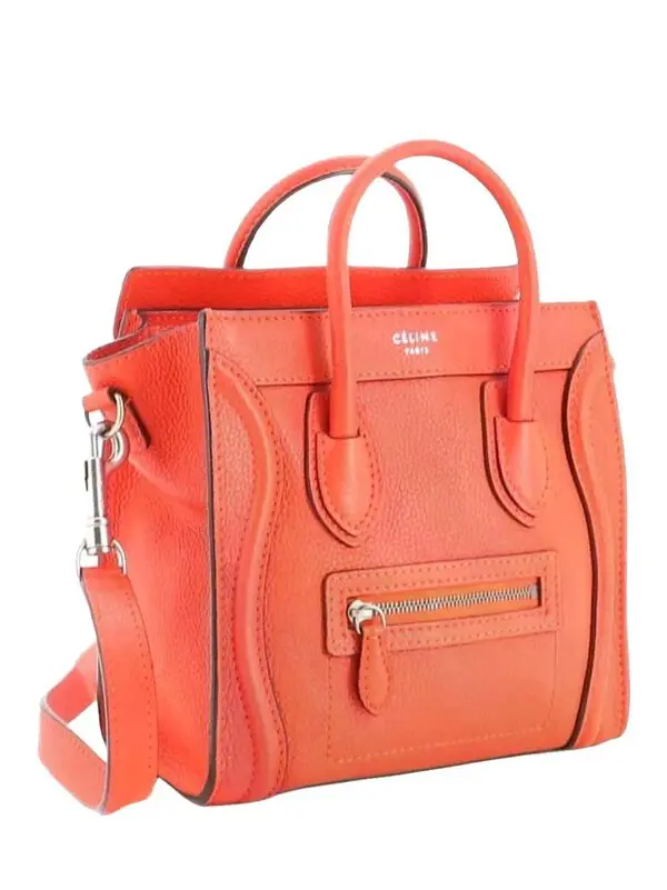 Celine Luggage Bag Grainy Leather Nano Crossbody Bag - Red