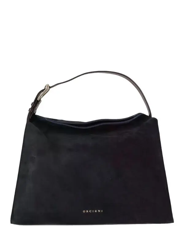 Orciani Midi Trinity Peach Oro Suede Tote Bag - Blue