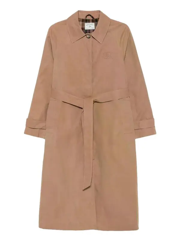 MC2 SAINT BARTH Lion Belted Logo-embroidered Coat - Neutrals