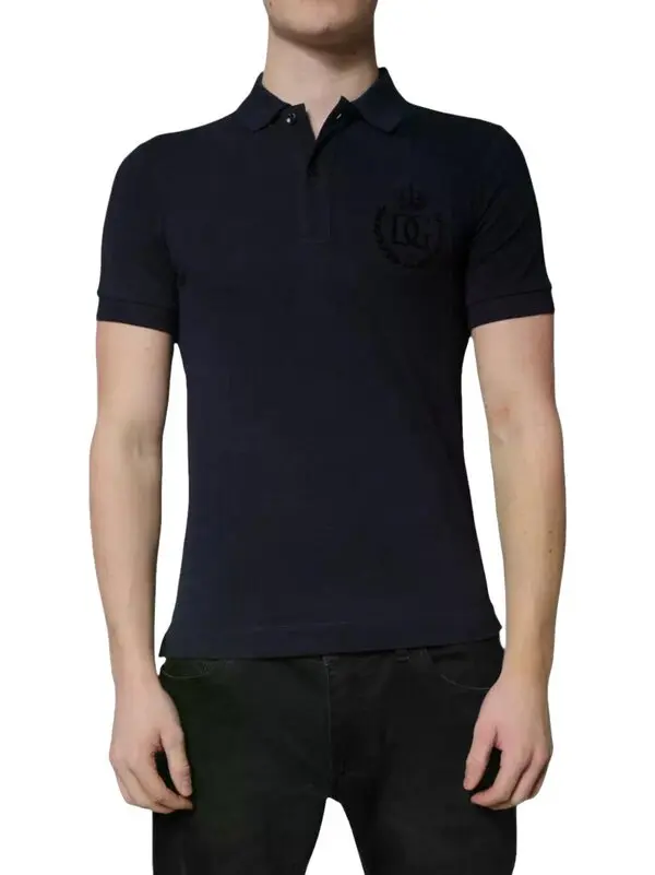 Dolce & Gabbana Embroidered-logo Cotton Polo Shirt - Blue