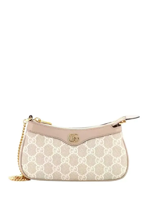 Gucci Ophidia Charm Shoulder Bag Gg Coated Canvas With Leather Mini Crossbody Bag - Neutrals