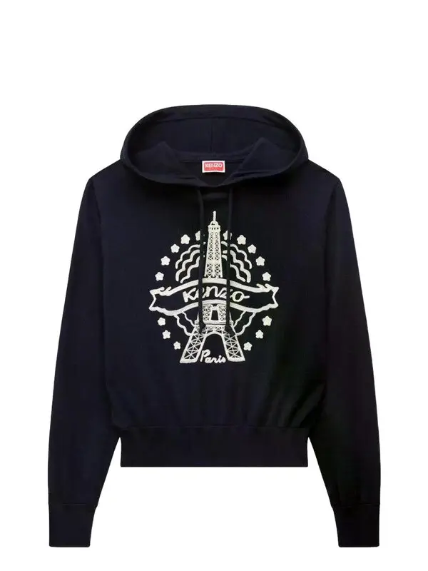 Kenzo Eiffel Tower Embroidered Hoodie - Blue