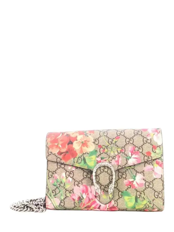 Gucci Dionysus Chain Wallet Blooms Print Gg Coated Canvas Small Crossbody Bag - Brown