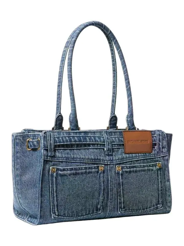 Michael Kors Hamilton Moderne Small Washed Denim Satchel Bag - Blue