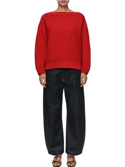 Bimba Y Lola Oversized Boat Neck Sweater - Red