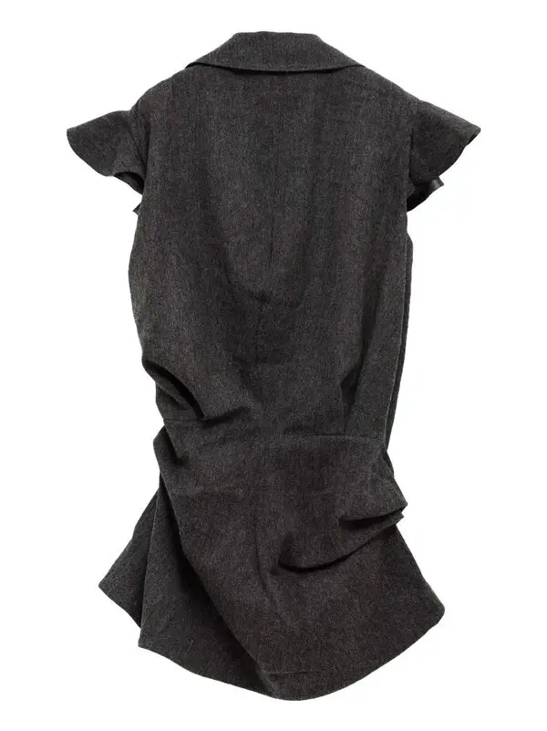 AUGUST BARRON Ruffled-sleeve Button-up Mini Dress - Grey