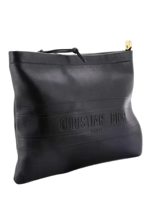 Dior Diordouble Zip Leather Medium Pouch - Black