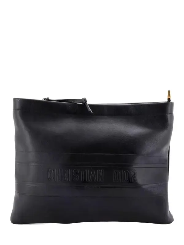 Dior Diordouble Zip Leather Medium Pouch - Black