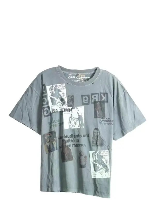 SAITOS Kurt Image Distressed T-shirt - Grey