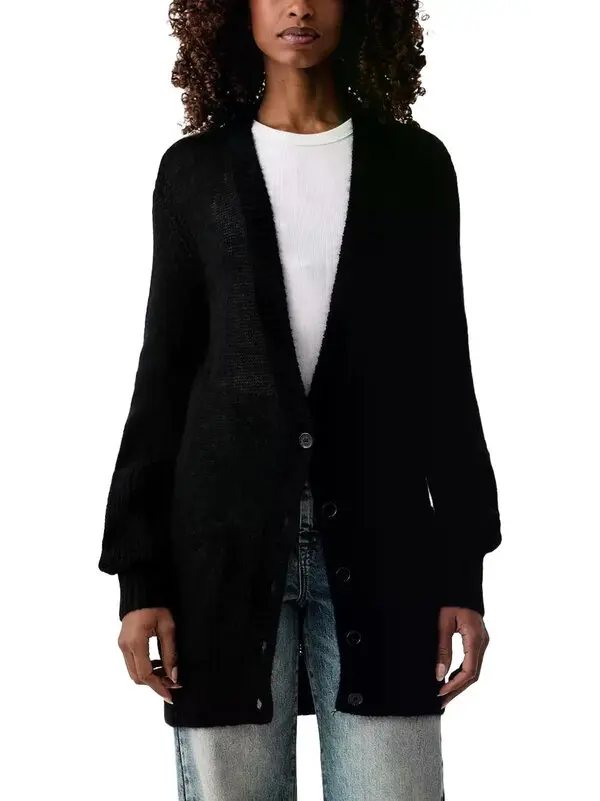 Patrizia Pepe Ribbed-trim Longline Cardigan - Black